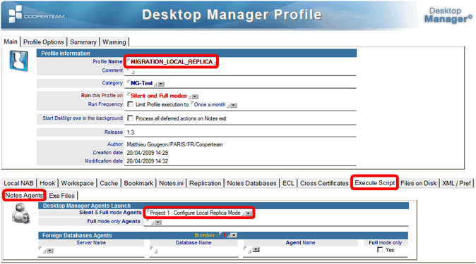 Activation des agents Project dans la base Desktop Manager – Centre d'Assistance Cooperteam