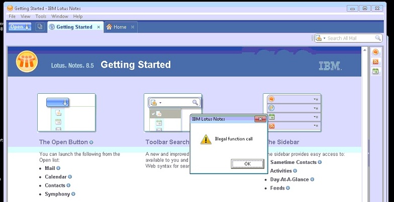 Desktop Manager Error Illegal Function Call When Starting The Notes 9928